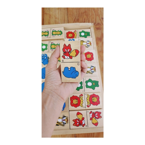 Toys | Vintage Wooden Jungle Animals Domino Set | Poshmark